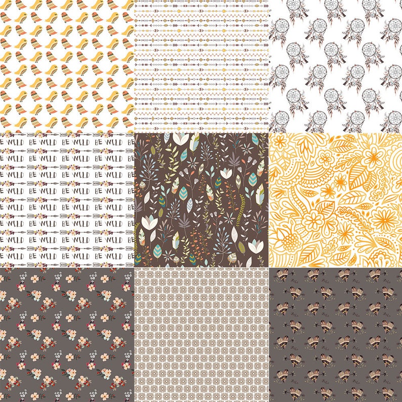 Boho Digital Papers Pack, Feather and Arrow Digital Paper, Seamless ...
