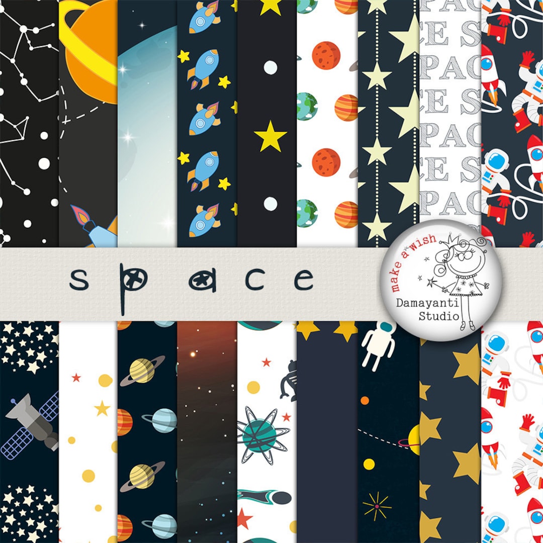 Space Paper Pack, Space Digital Paper, Astronaut Party Paper, Scrapbook ...