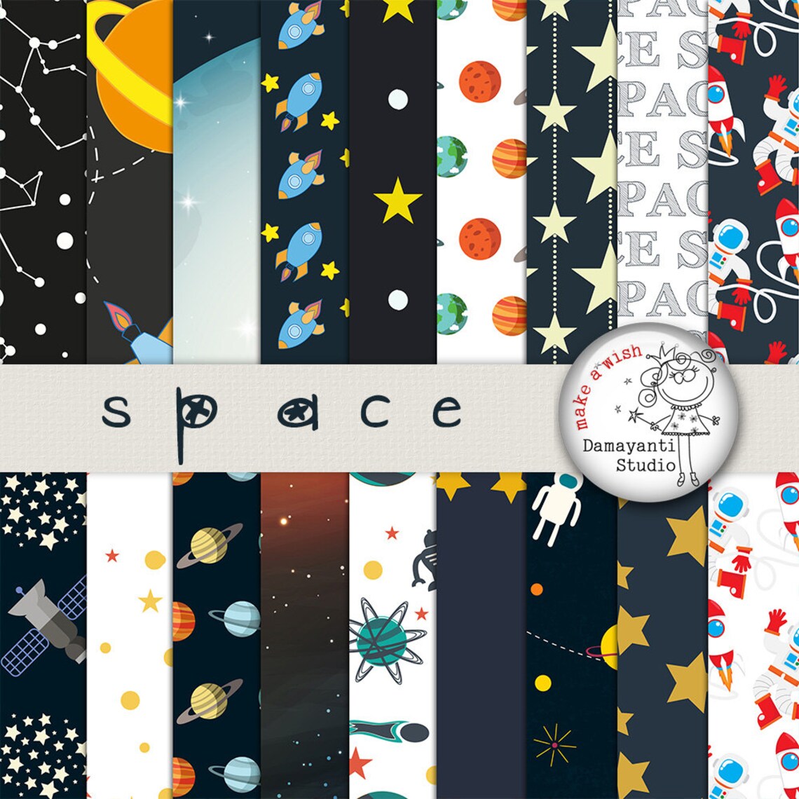 Space Paper Pack, Space Digital Paper, Astronaut Party Paper, Scrapbook ...