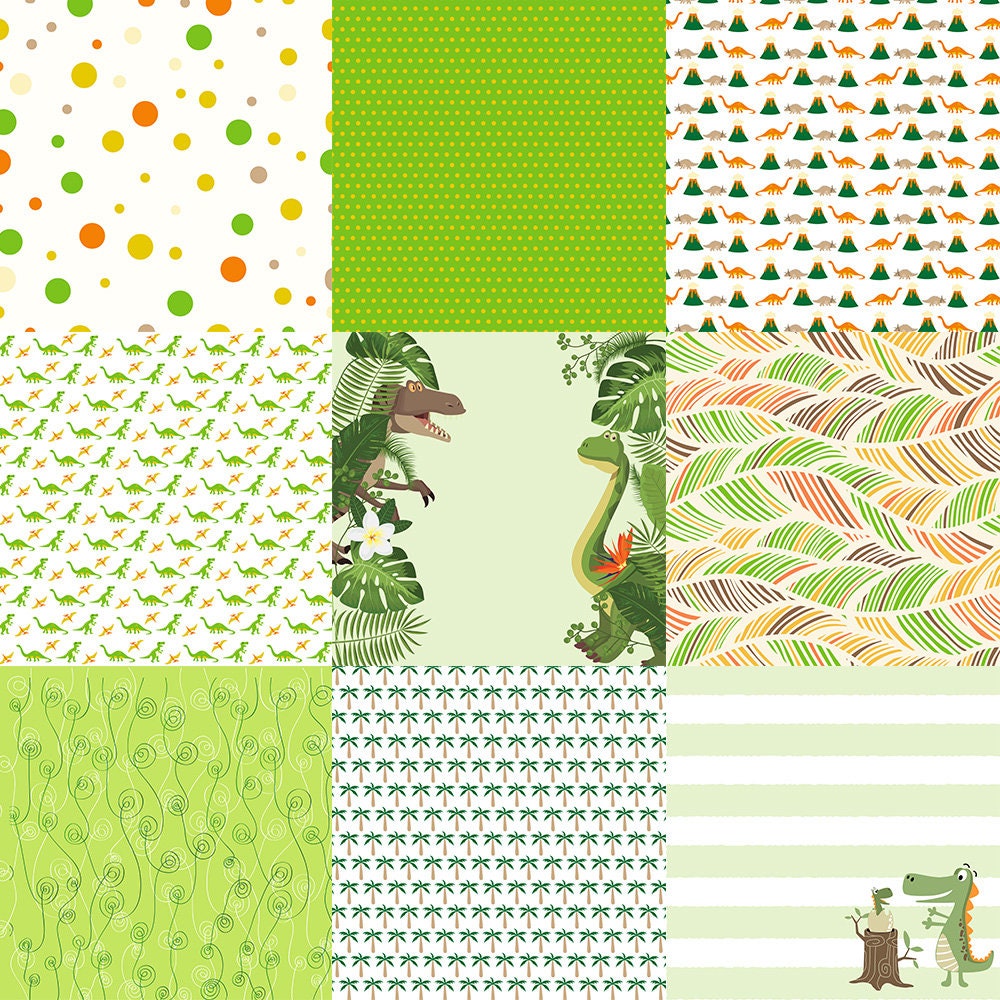 Dino Digital Scrapbooking Paper, Dinosaurus, Green, Jungle Paper ...