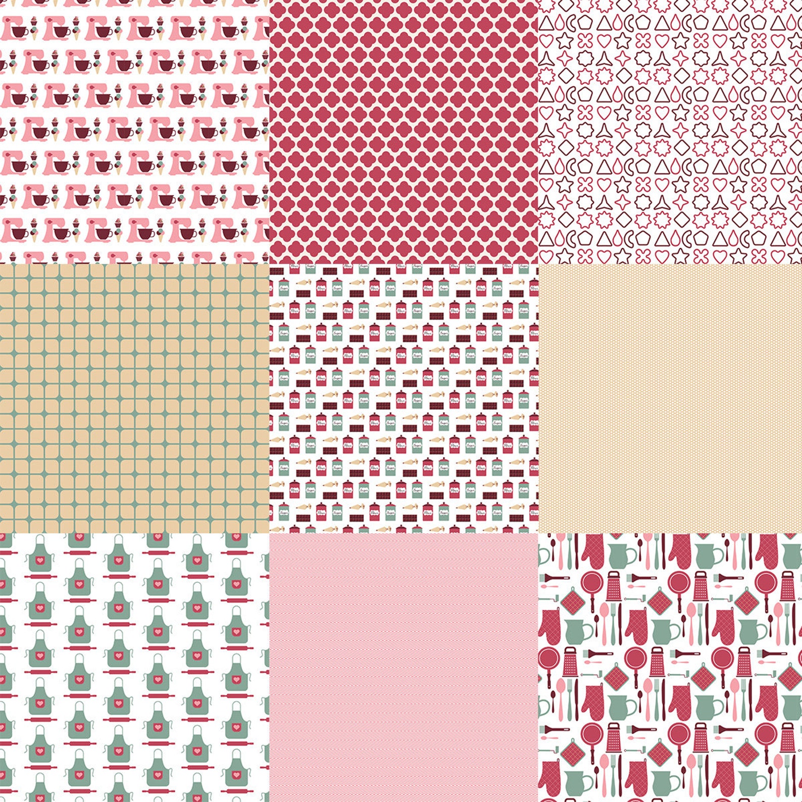Kitchen Digital Paper, Kitchen Utensils Crockery Backgrounds, Retro ...