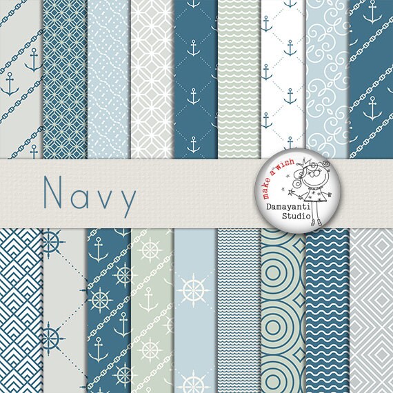 Nautical Digital Paper Anchor Digital Paper Coastal Digital Paper Navy ...