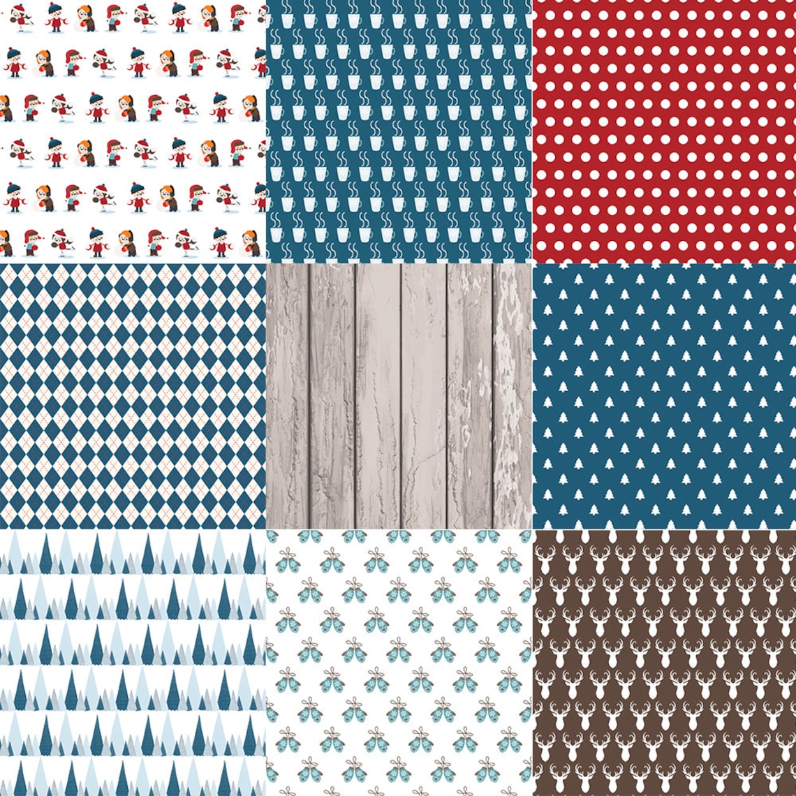 Let It Snow Winter Digital Papers, Winter Chill Papers, Winter ...