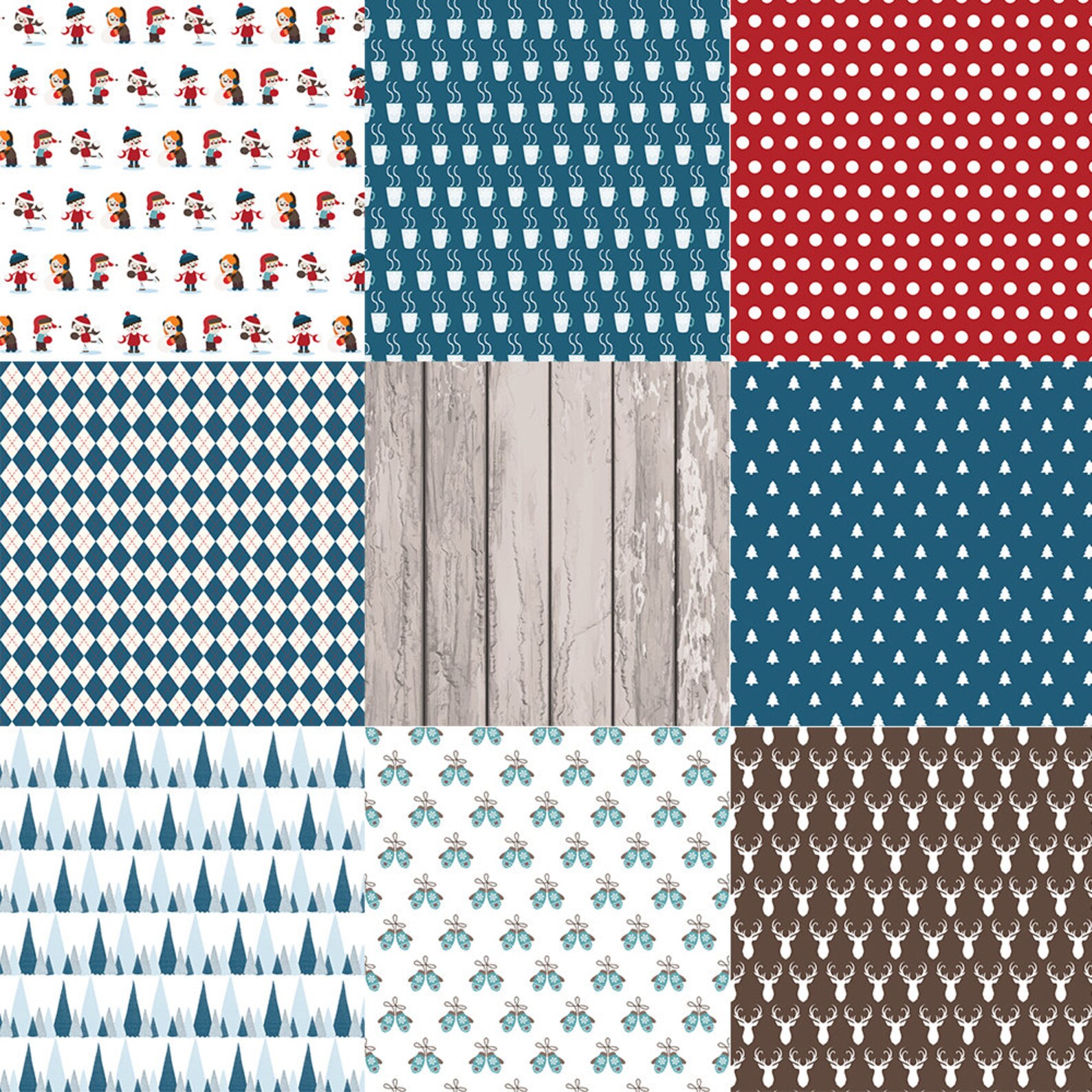 Let It Snow Winter Digital Papers, Winter Chill Papers, Winter ...