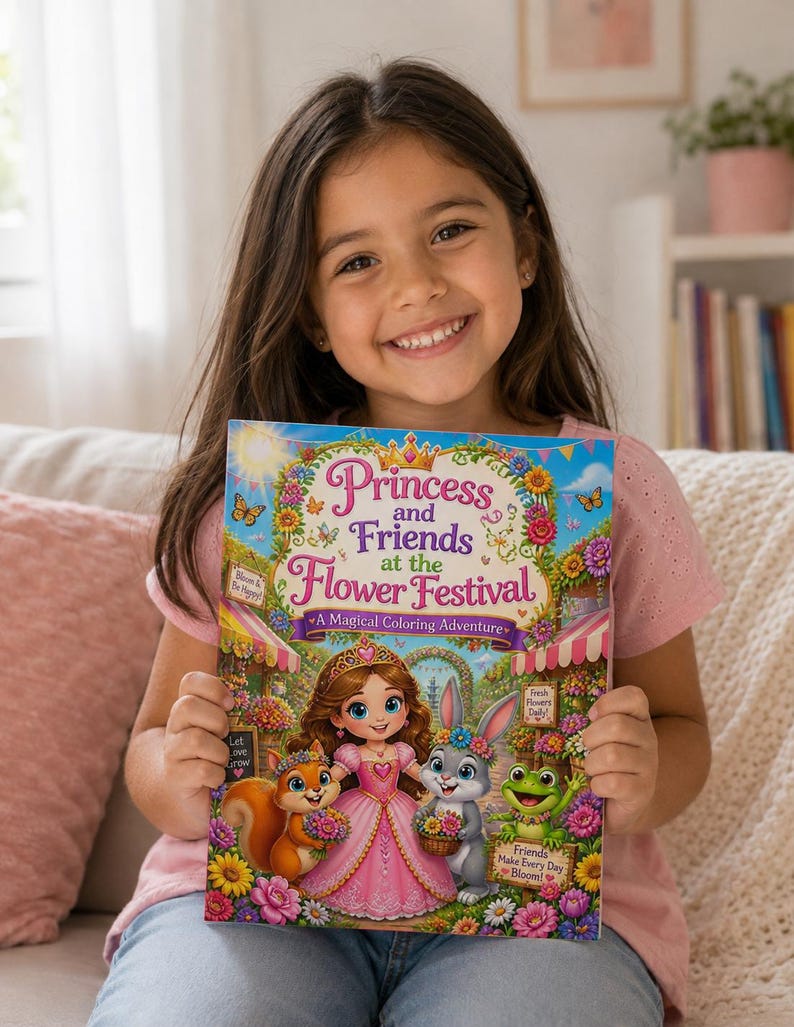Princess and Friends: Flower Coloring Pages for Kids, Printable Flower ...