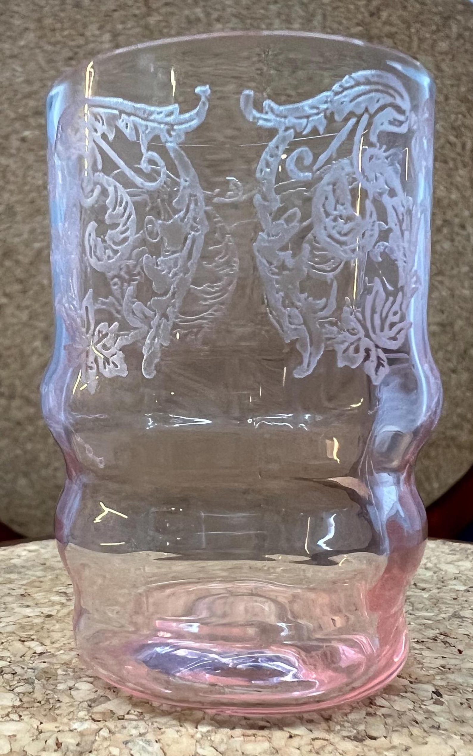 Vintage Pink Shot Glass Hand Blown and Etched 1920s Very Rare and ...