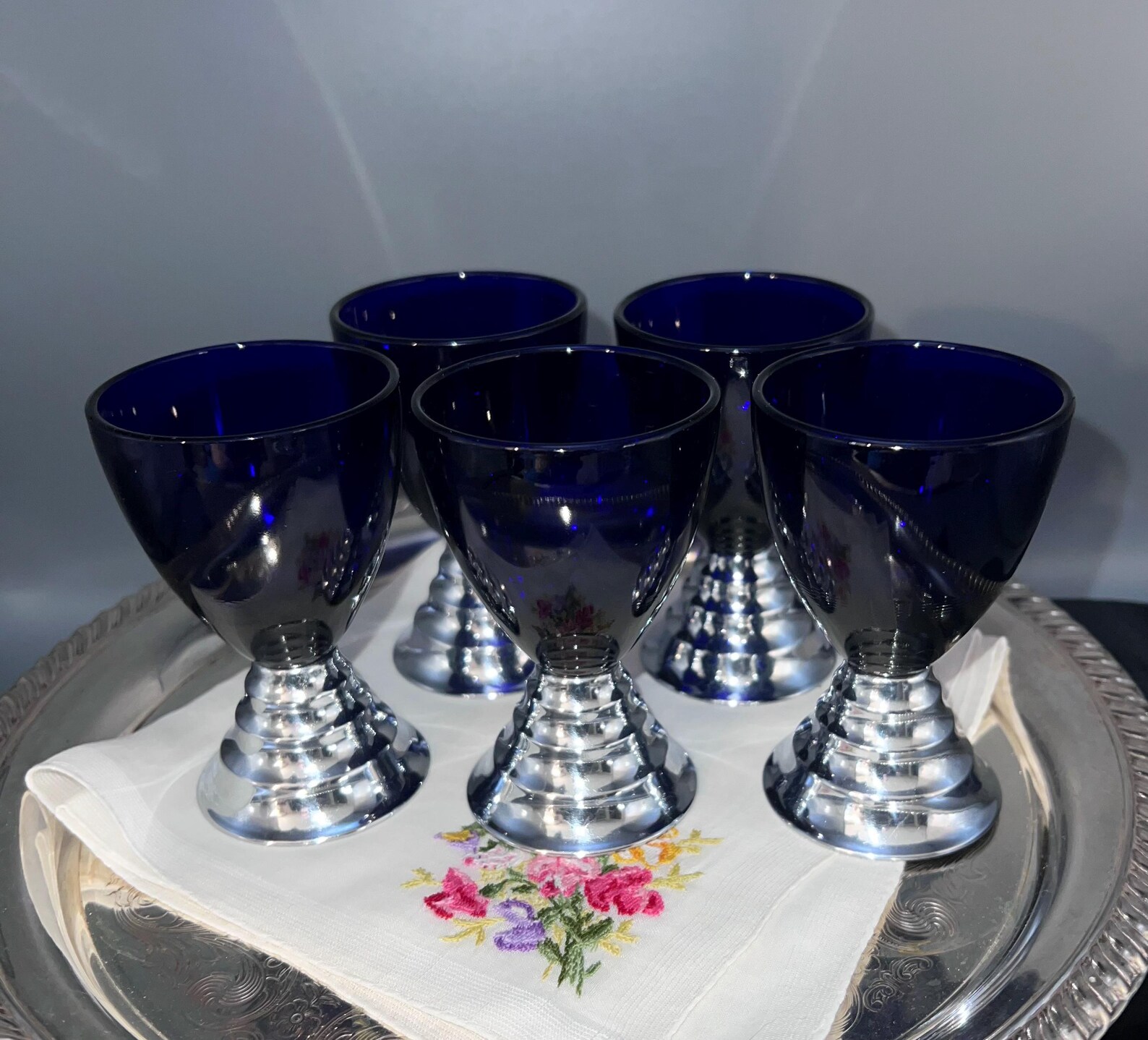 Antique 1930's Chase "blue Moon" Art Deco Cobalt Glass With Chrome Base ...