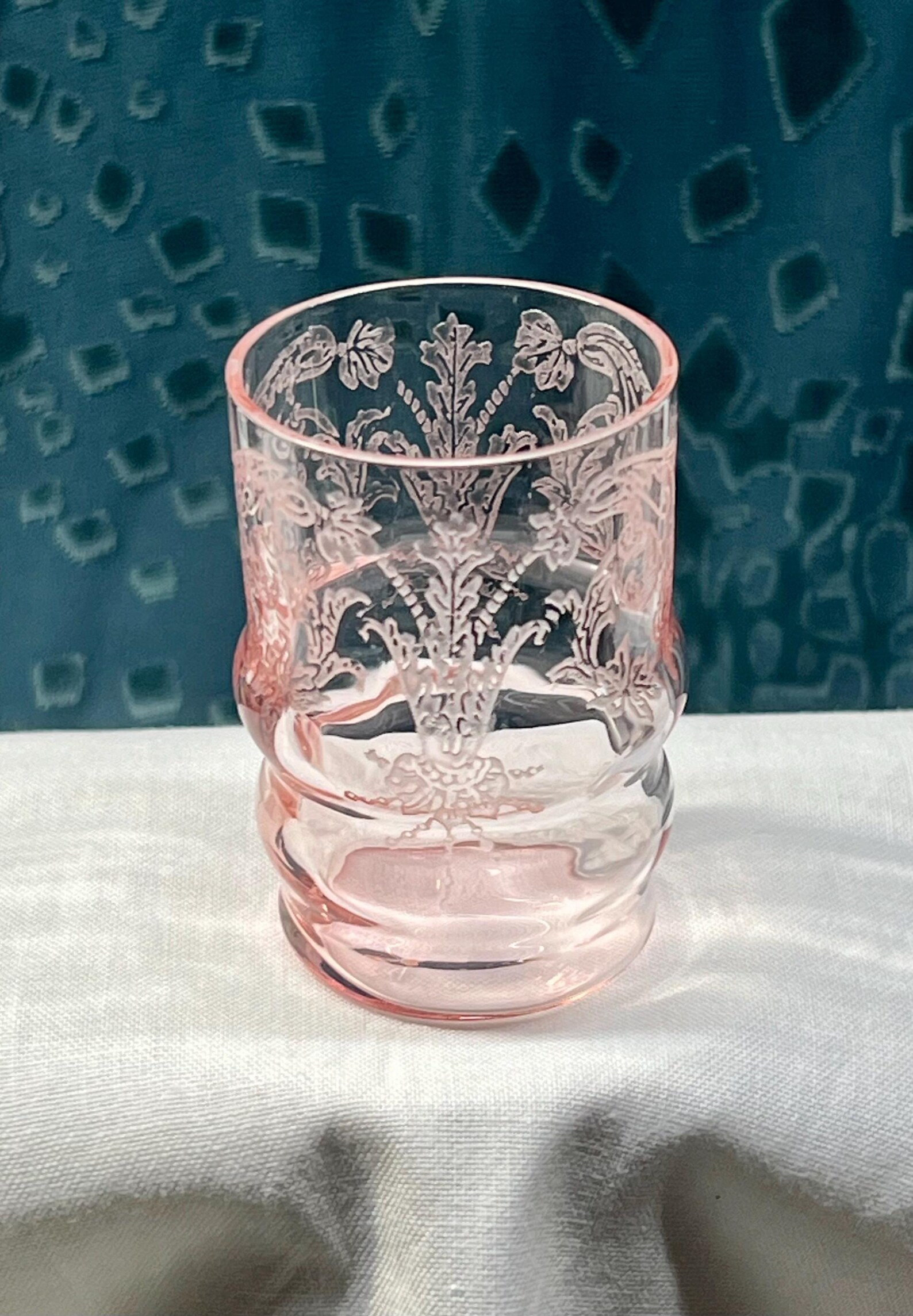 Vintage Pink Shot Glass Hand Blown and Etched 1920s Very Rare and ...