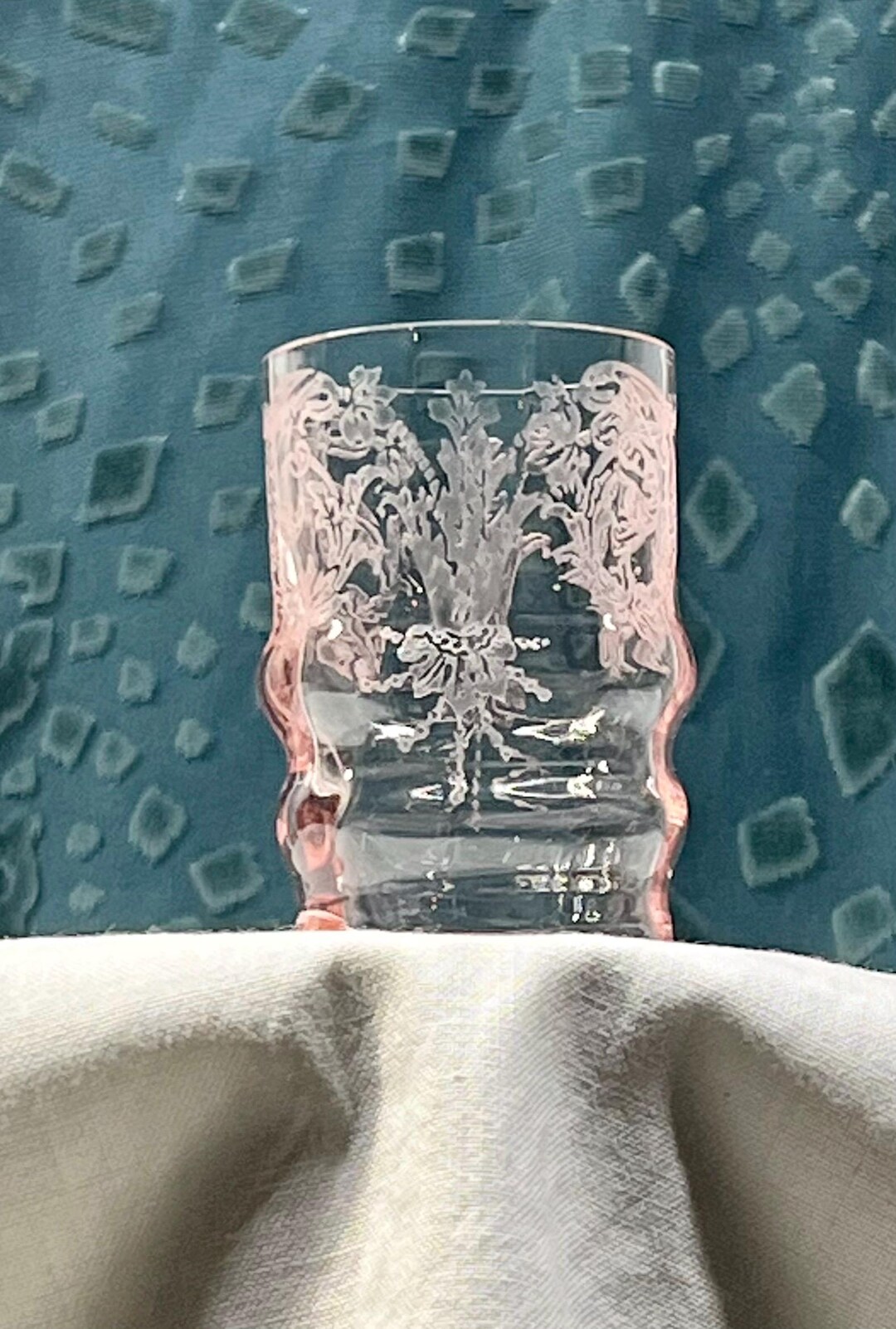 Vintage Pink Shot Glass Hand Blown and Etched 1920s Very Rare and ...
