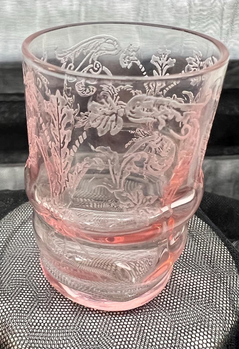 Vintage Pink Shot Glass Hand Blown and Etched 1920s Very Rare and ...