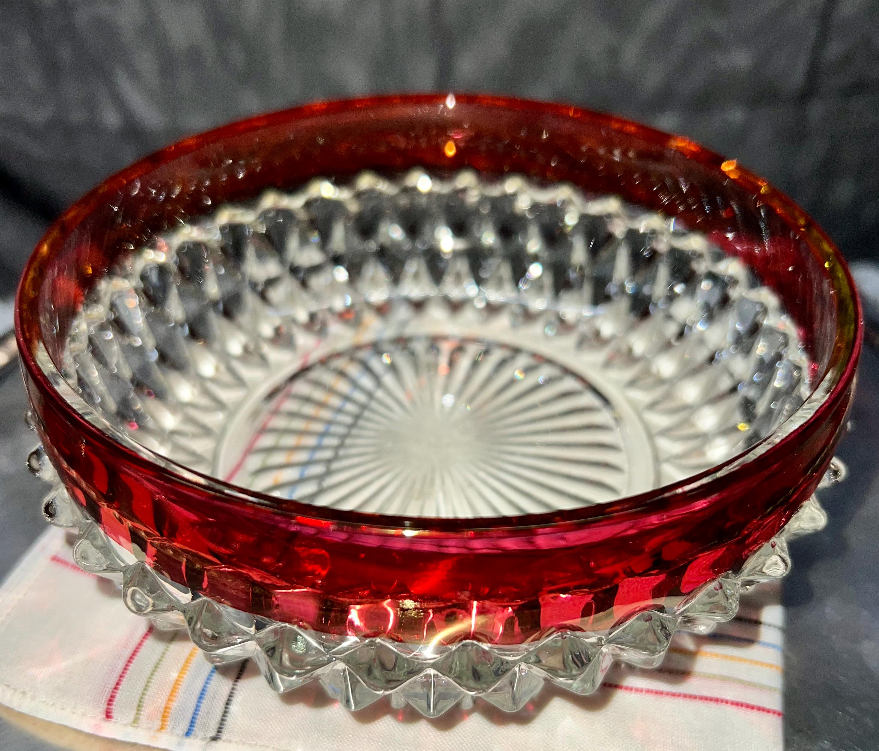Vintage Iconic Indiana Glass Diamond Point Ruby Red Flash Dish - Etsy