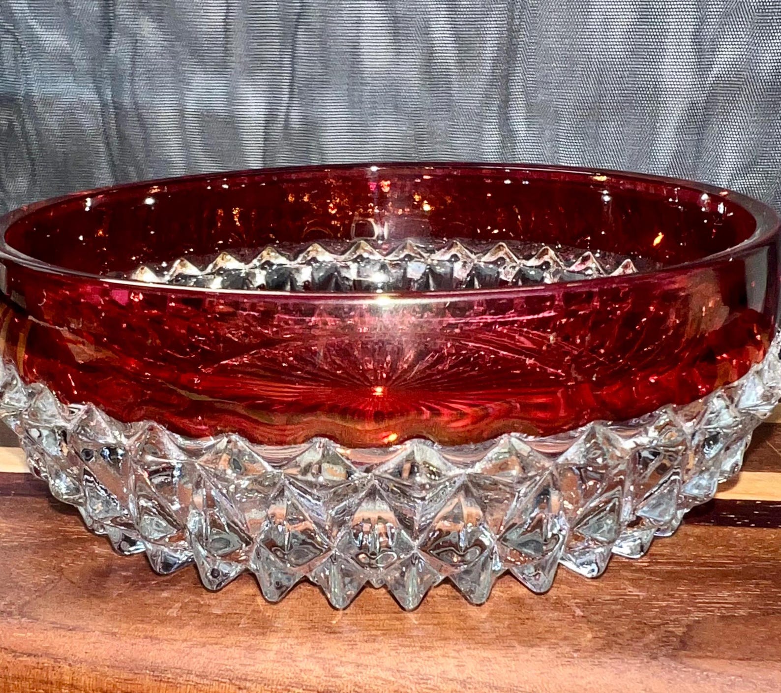 Vintage Iconic Indiana Glass Diamond Point Ruby Red Flash Dish - Etsy