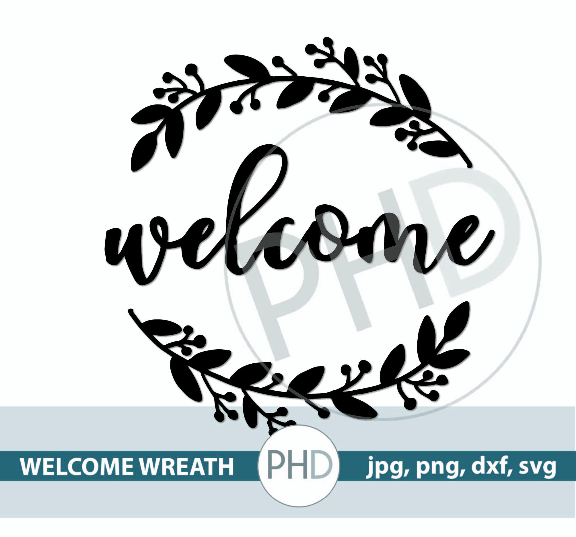 WELCOME WREATH-print and cut files-jpg png svg dxf | Etsy