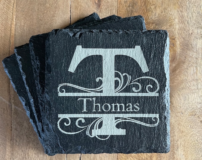 Personalized Slate Coasters, Laser Etched Slate Coasters, Natural Slate ...