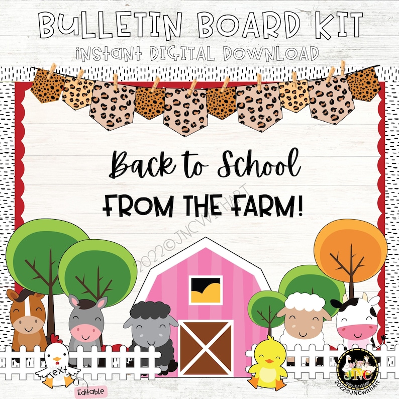 Farm Classroom Bulletin Board Kit: Barnyard Decor, Editable Template ...