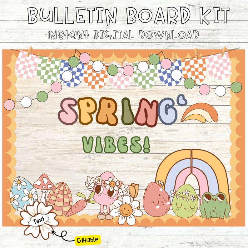 Kit de tablón de anuncios de primavera / Decoración retro para aulas ...