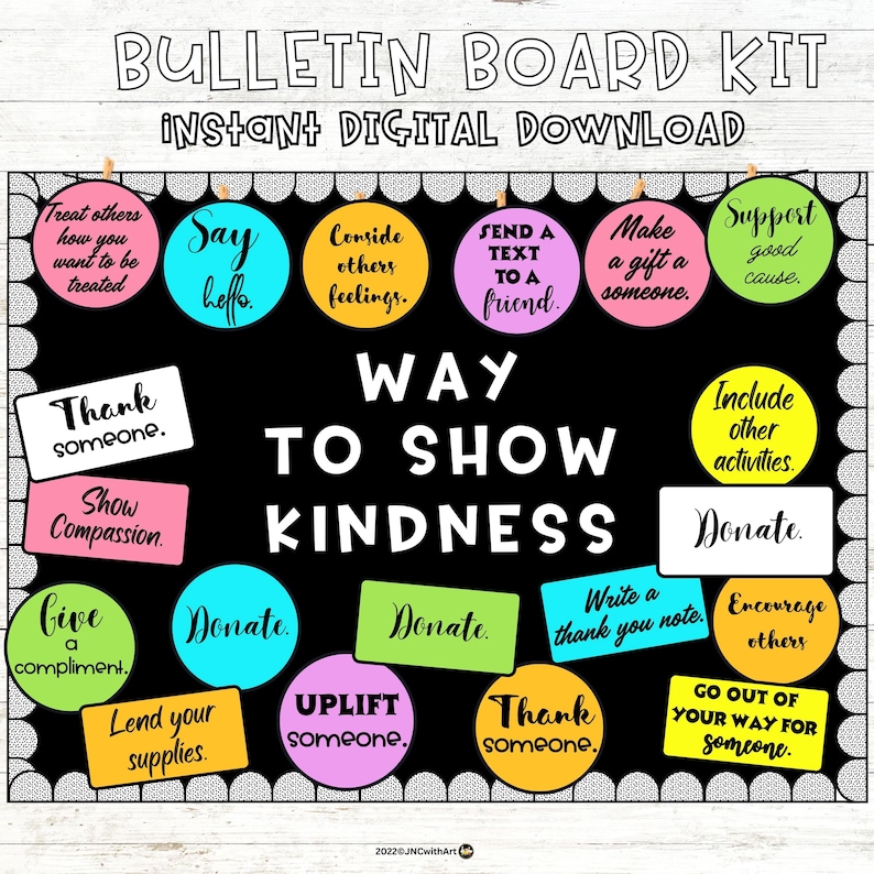 Kindness Bulletin Board Kit Posters Ways to Be Kind Classroom Decor ...