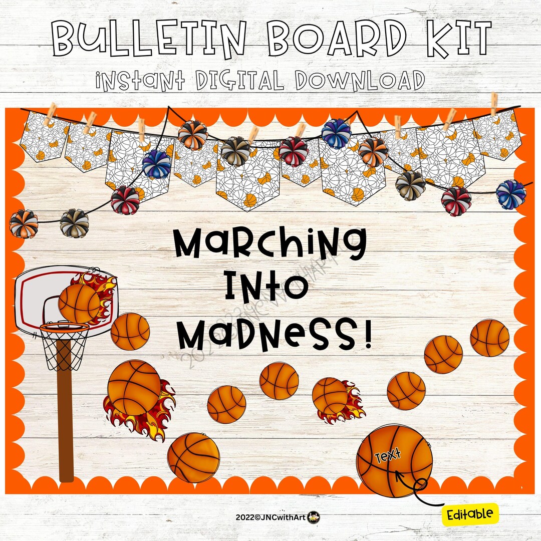 March Madness Bulletin Board Kit | Basketball Classroom Decor ...