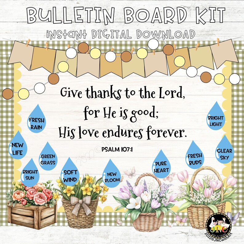 Spring Bible Verse Bulletin Board Kit | Christian Classroom Decor ...