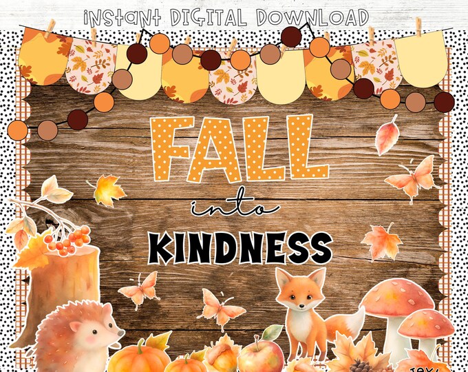Fall Kindness Bulletin Board Set: Retro Pumpkins & Leaves (PDF) - Etsy ...