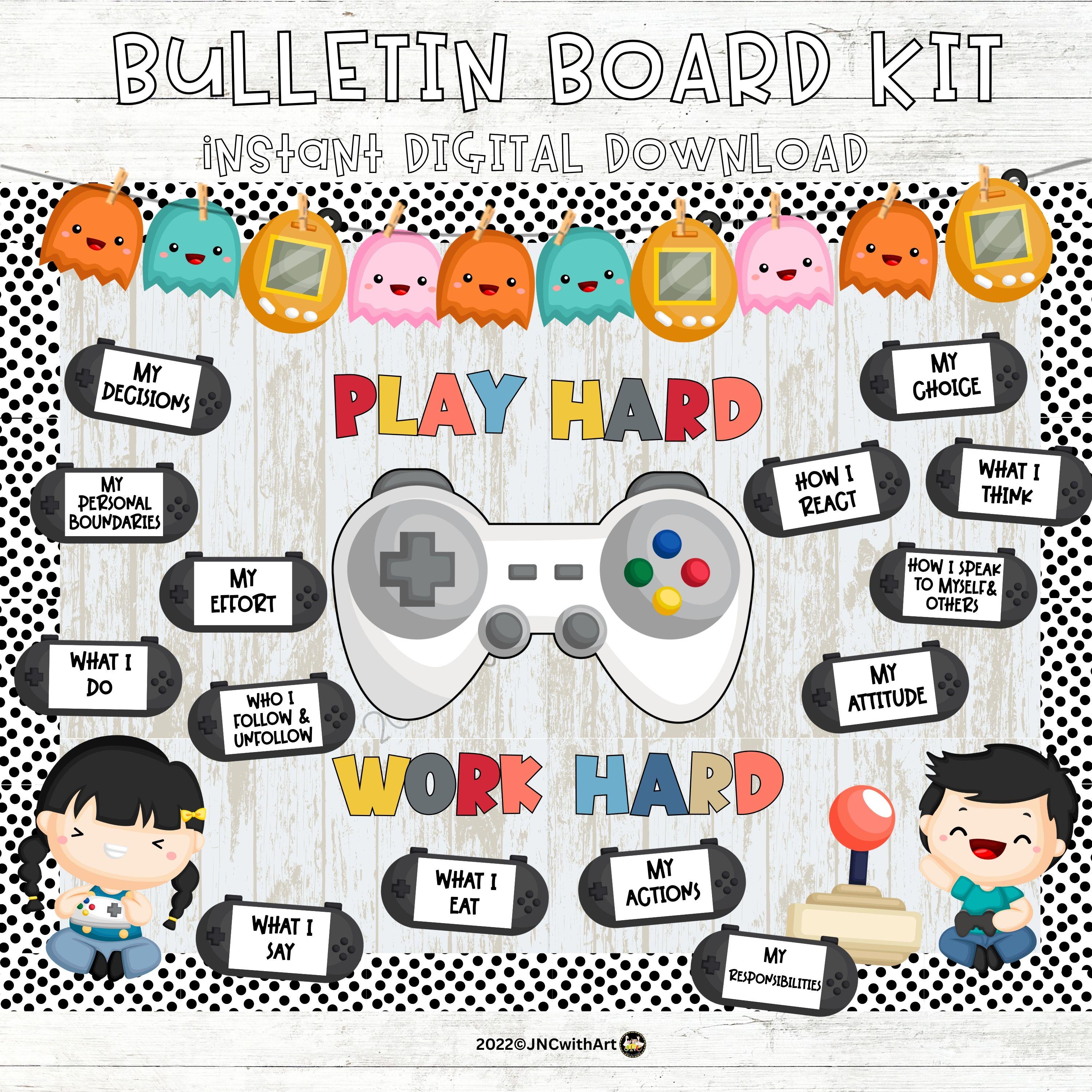 Video Game Theme Bulletin Board Kit: Growth Mindset SEL Decor (digital ...