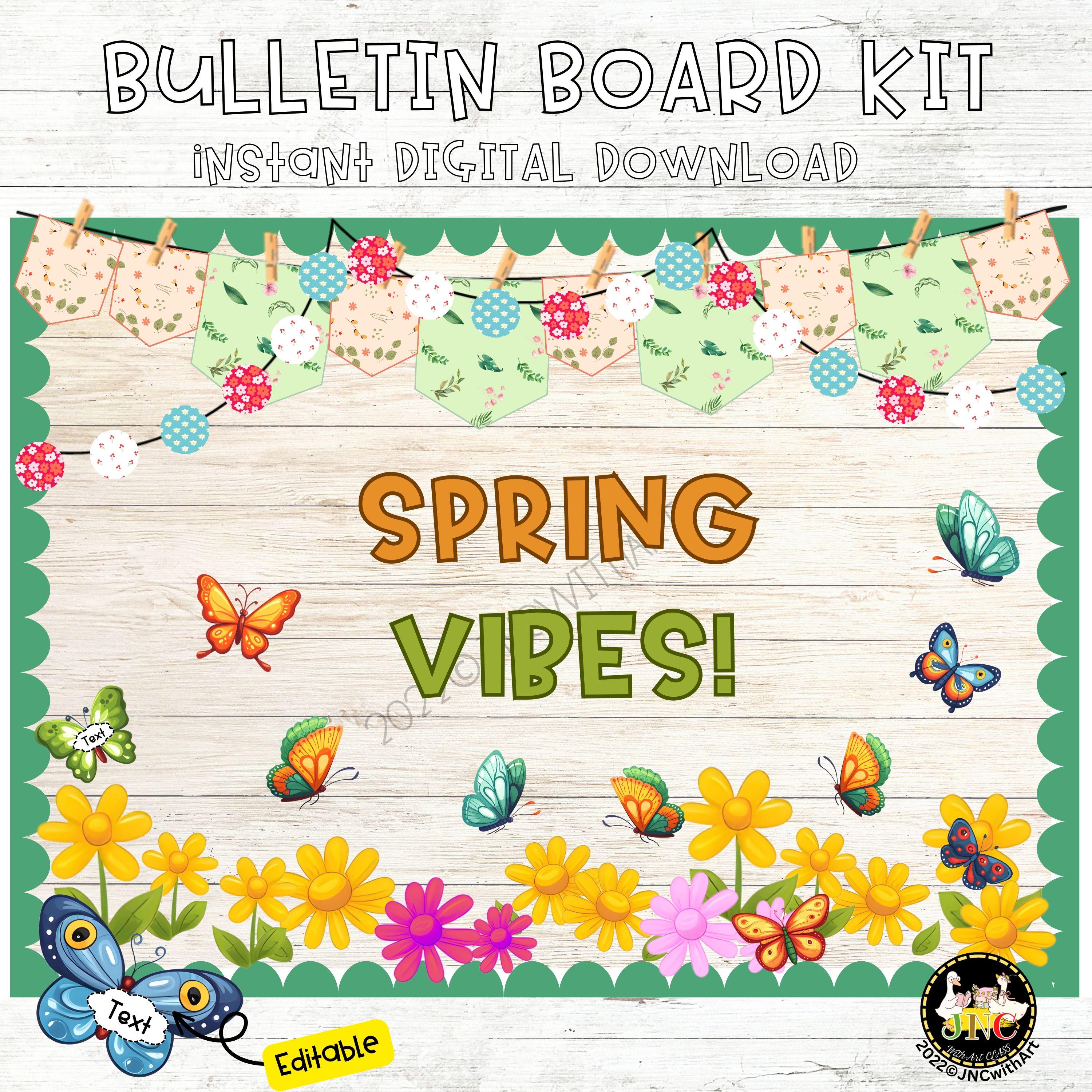 Spring Bulletin Board Kit | Fluttering Into Spring Classroom Decor ...