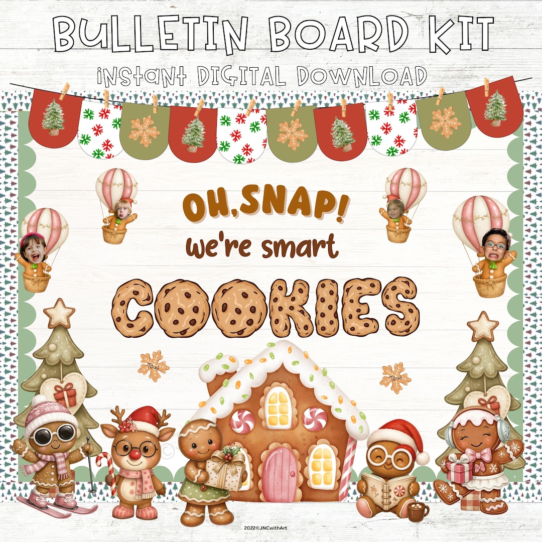 Gingerbread Christmas Bulletin Board Kit: Smart Cookies Classroom Decor ...