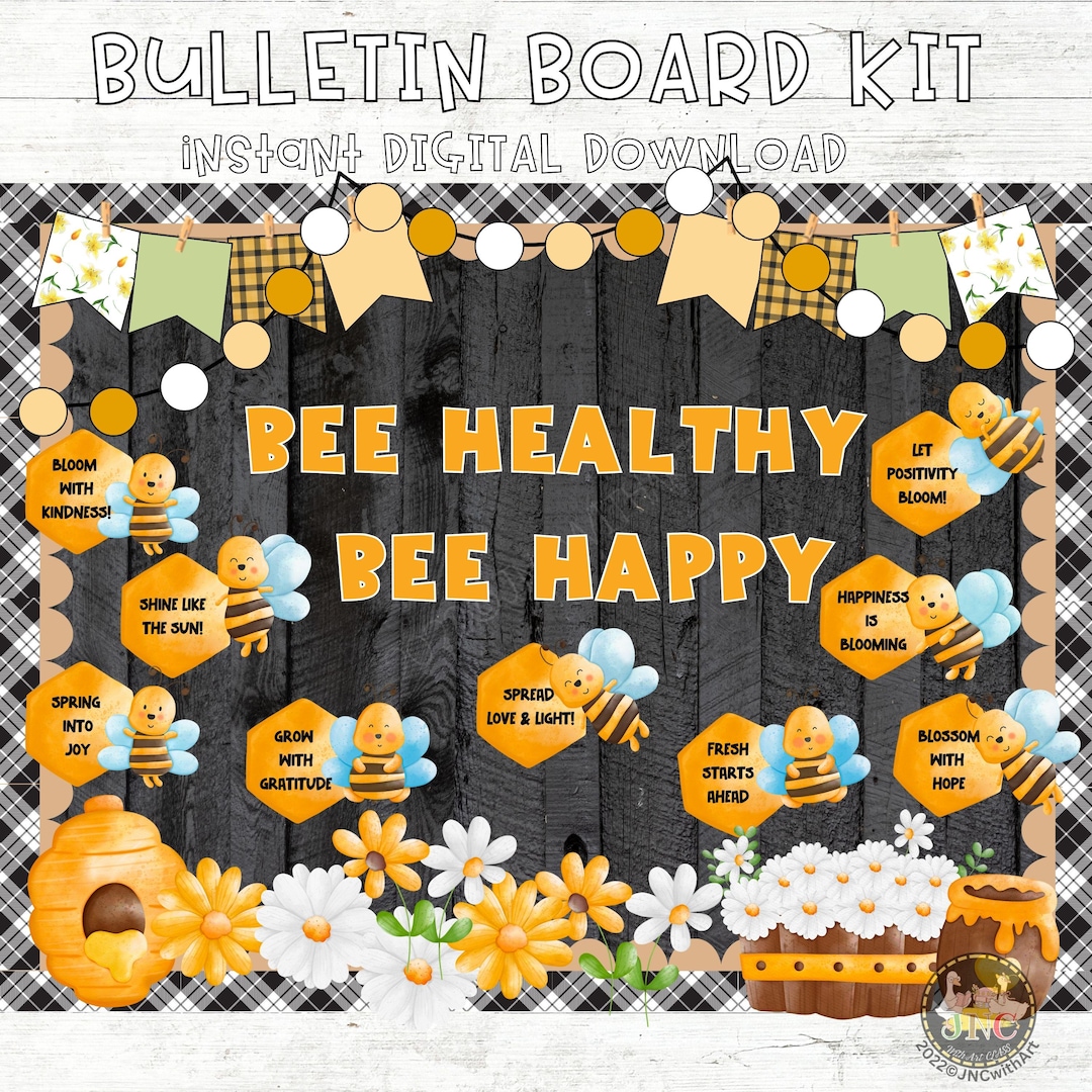 Bee Healthy Bee Happy Bulletin Board | Kindness & SEL Spring Classroom ...