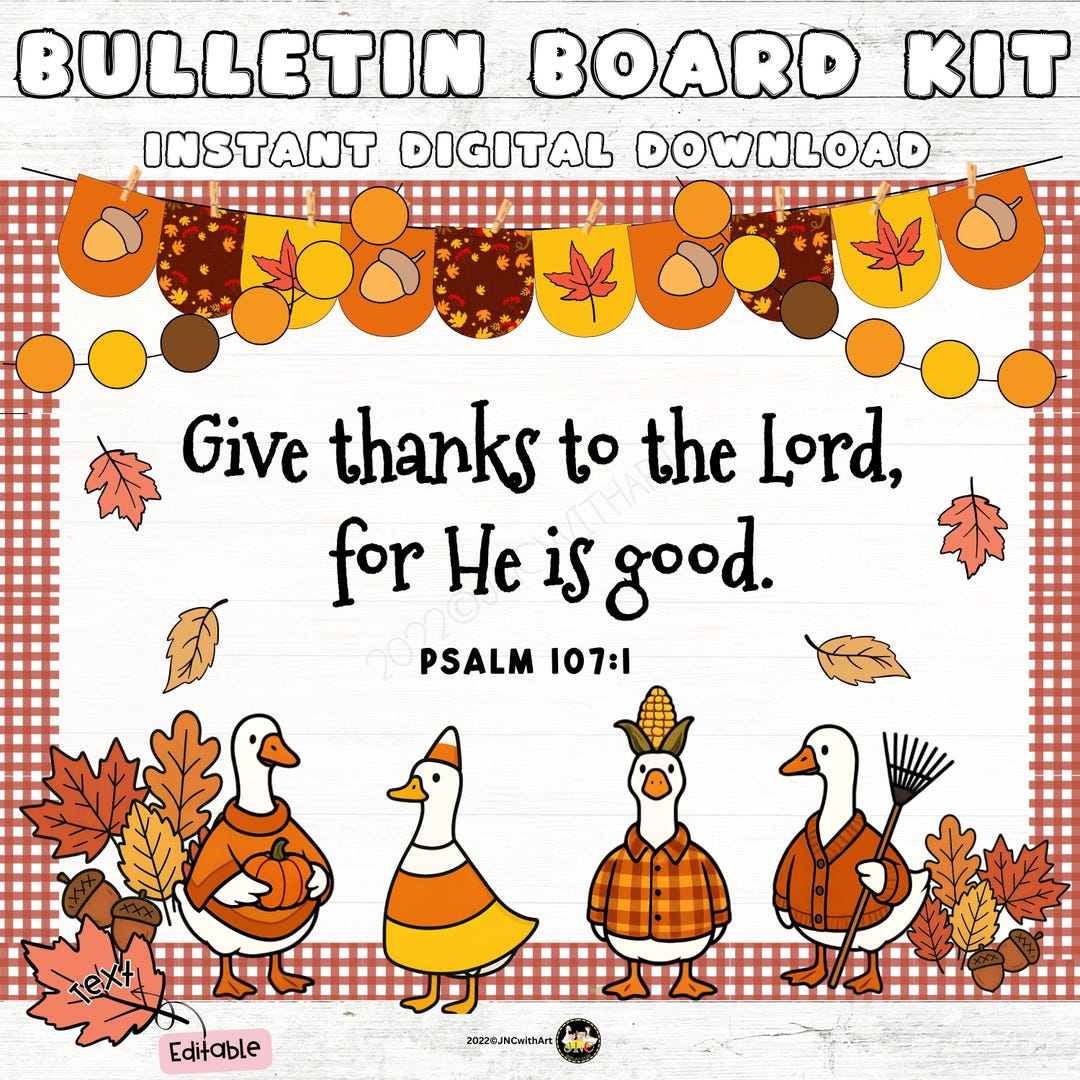 Thanksgiving Christian Bulletin Board Kit: Fall Bible Verse Decor (PDF ...
