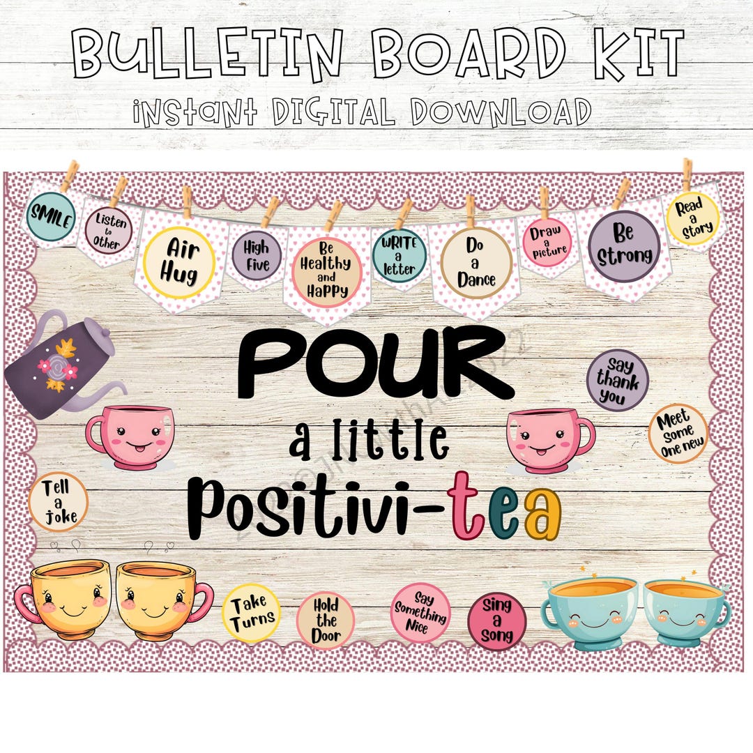 Kindness Matters Positivitea Bulletin Board Kit, Counseling Offices ...