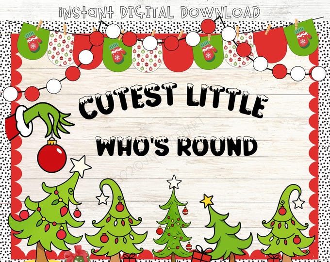 Grinch Christmas Bulletin Board Kit: Editable Classroom Decor (digital Download) - Etsy