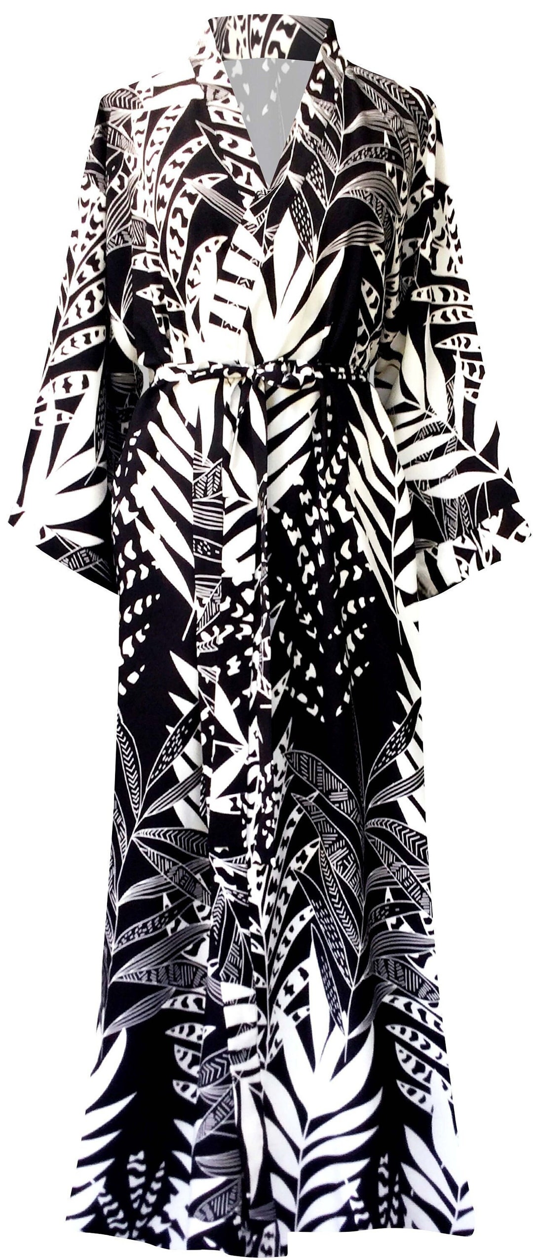 Black Luxury Floral,summer Long Kimono Robes Women's Kimono Robe and ...