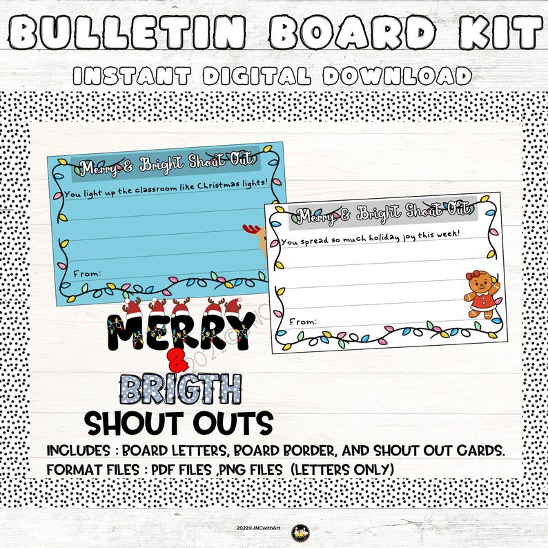 Christmas Staff Shout Out Board Kit: Merry & Bright Bulletin (editable ...