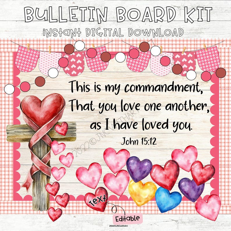 Christian Valentine Bulletin Board Kit | Bible Verse Classroom Decor ...