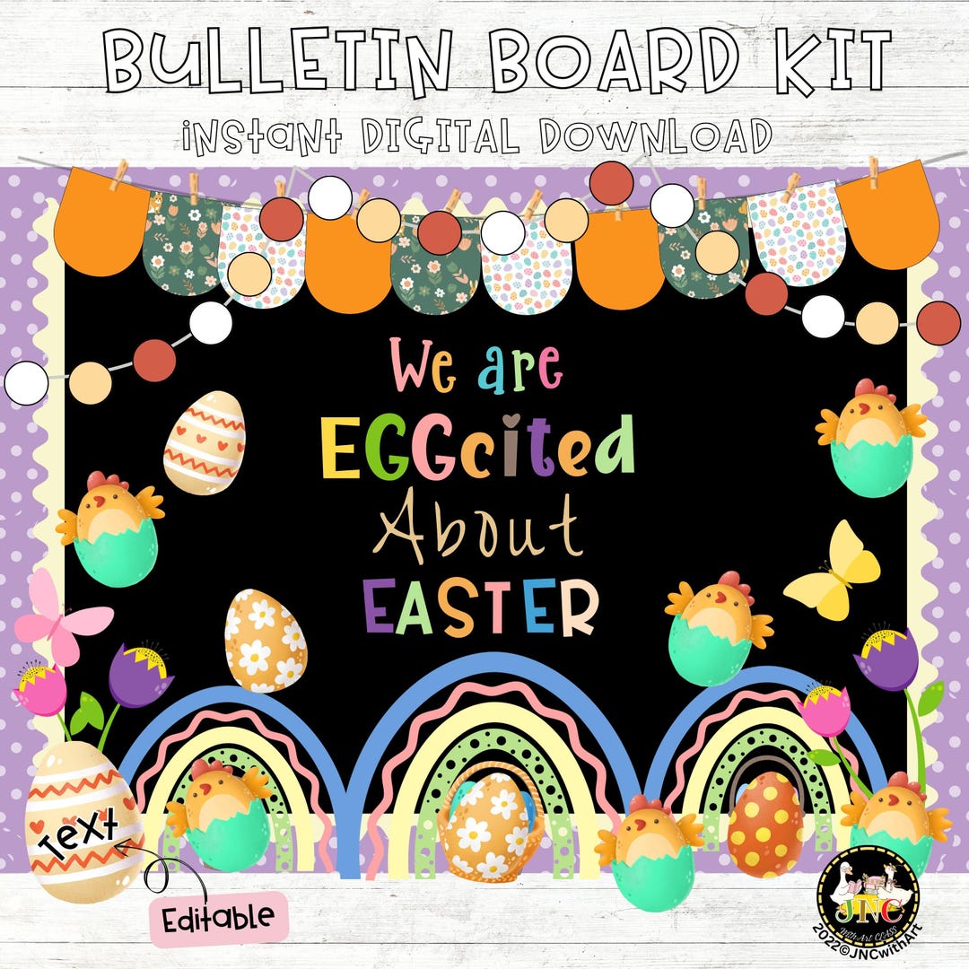 Easter Bulletin Board Kit | Eggcited About Easter Classroom Decor ...