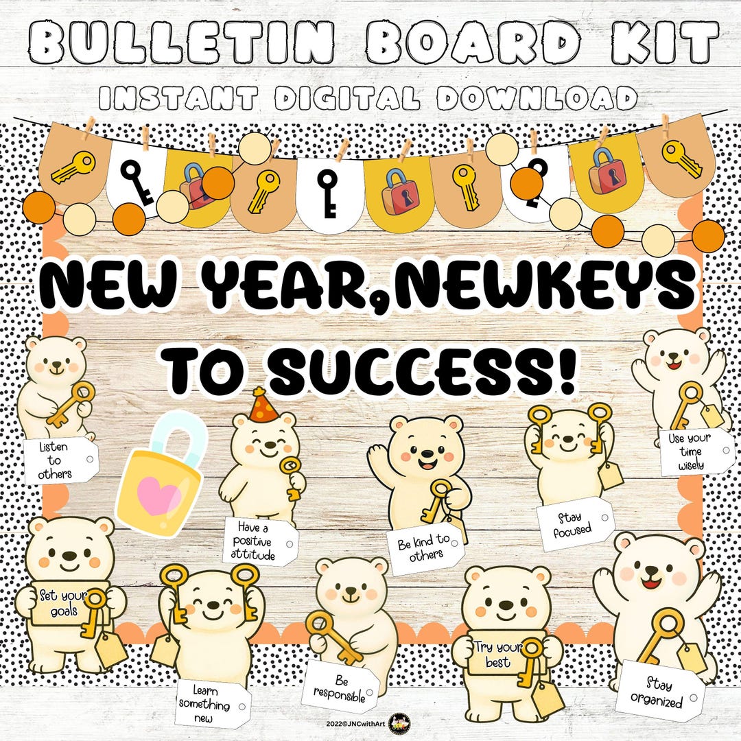 New Year Motivation Bulletin Board | Key to Success January Classroom ...