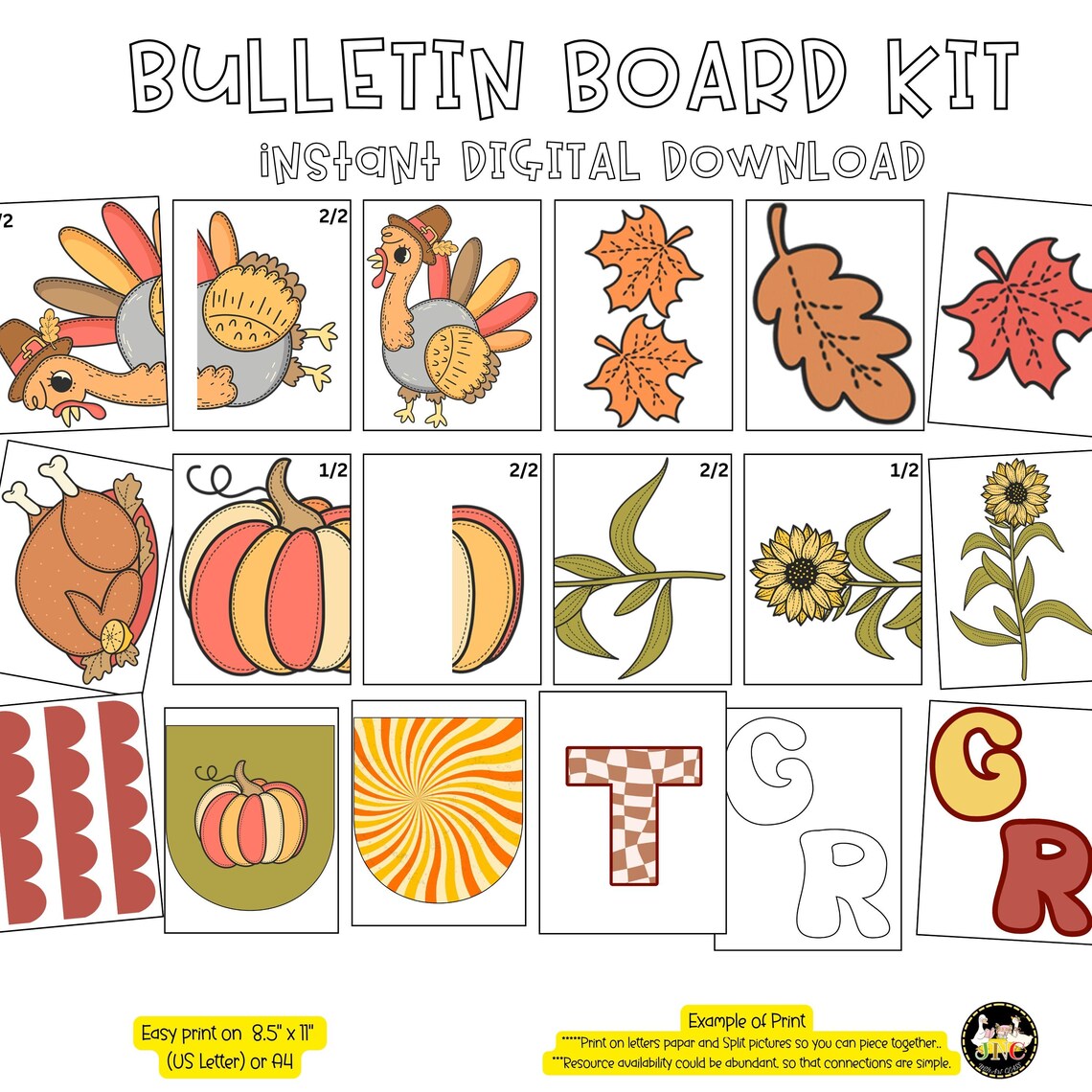 Retro Thanksgiving Bulletin Board Kit: Groovy Classroom Decor (PDF) - Etsy