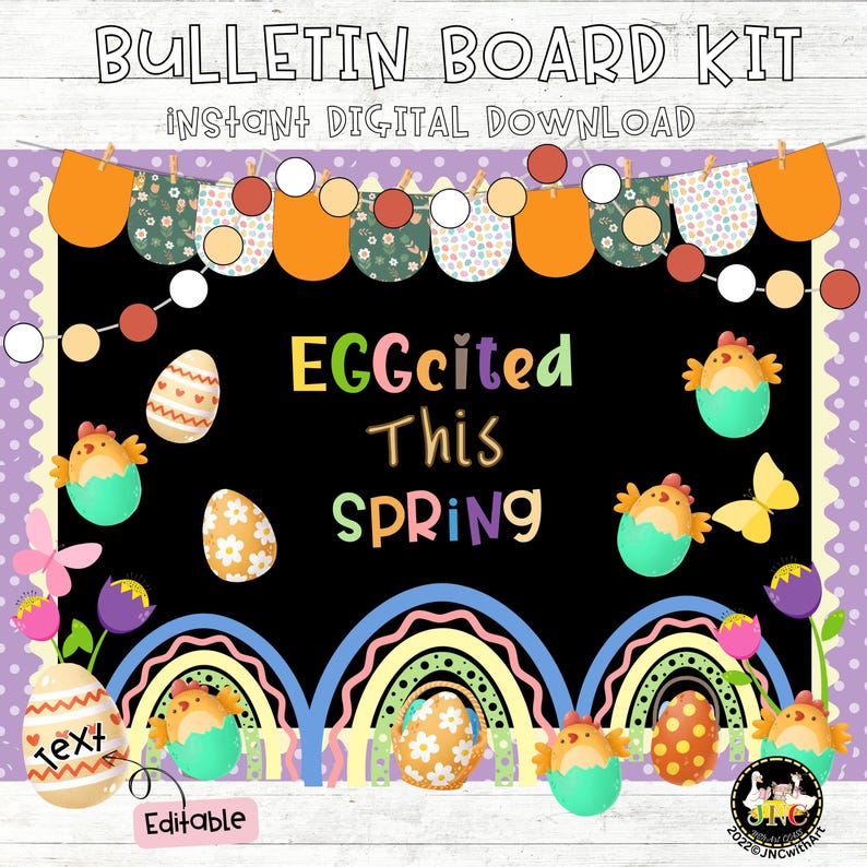 Easter Bulletin Board Kit | Eggcited About Easter Classroom Decor ...