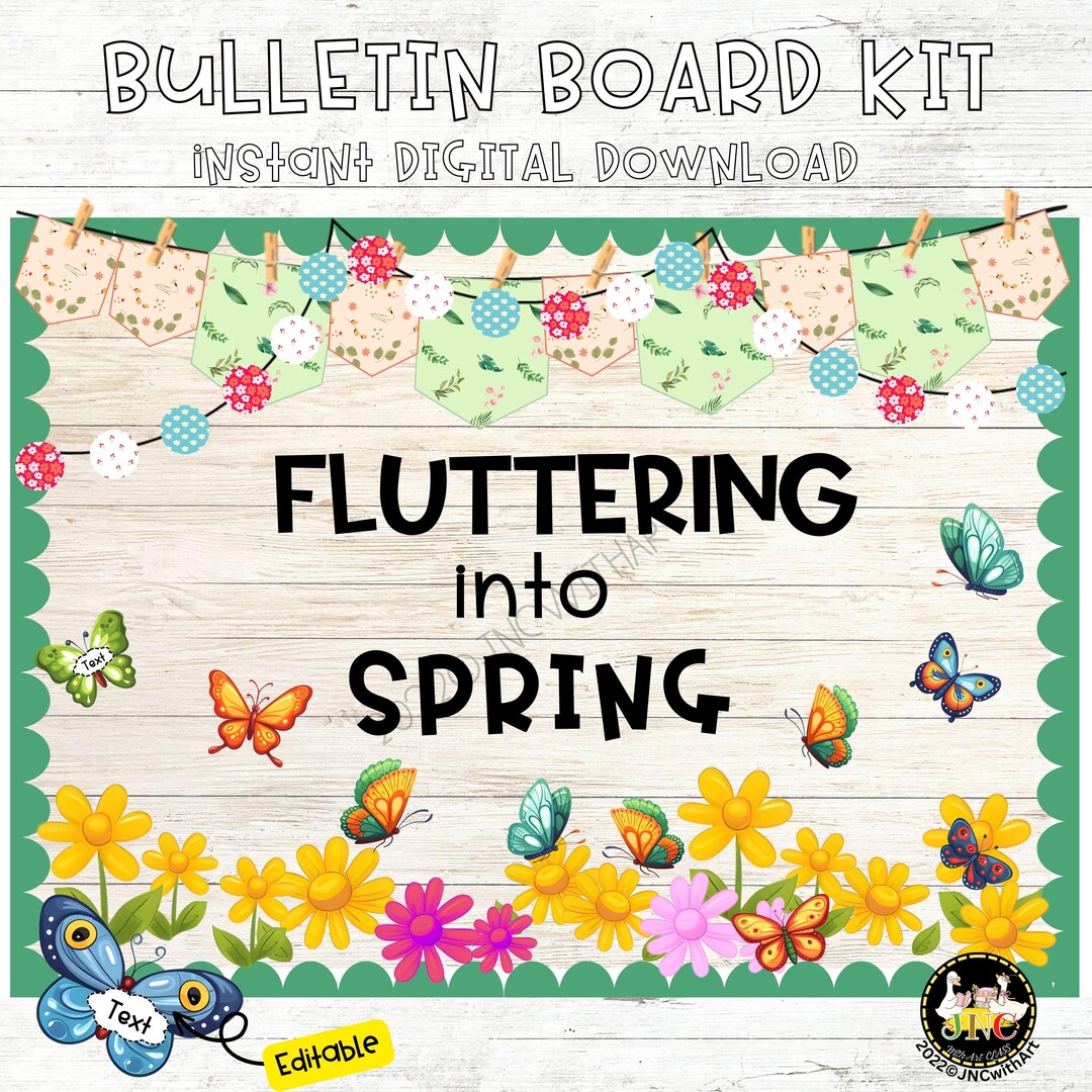 Spring Bulletin Board Kit | Fluttering Into Spring Classroom Decor ...