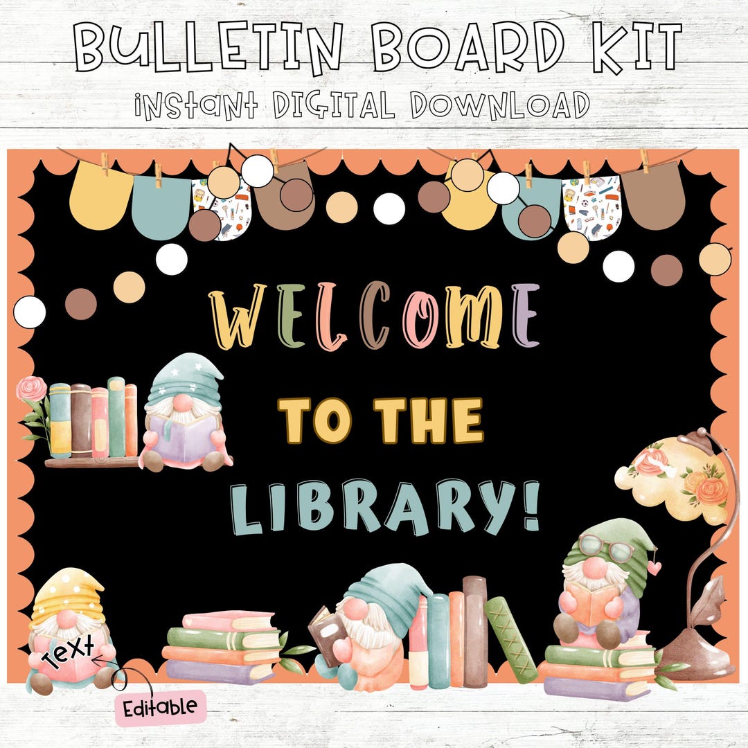 Library Gnomes Bulletin Board Kit | Spring Reading Book | Door Decor ...