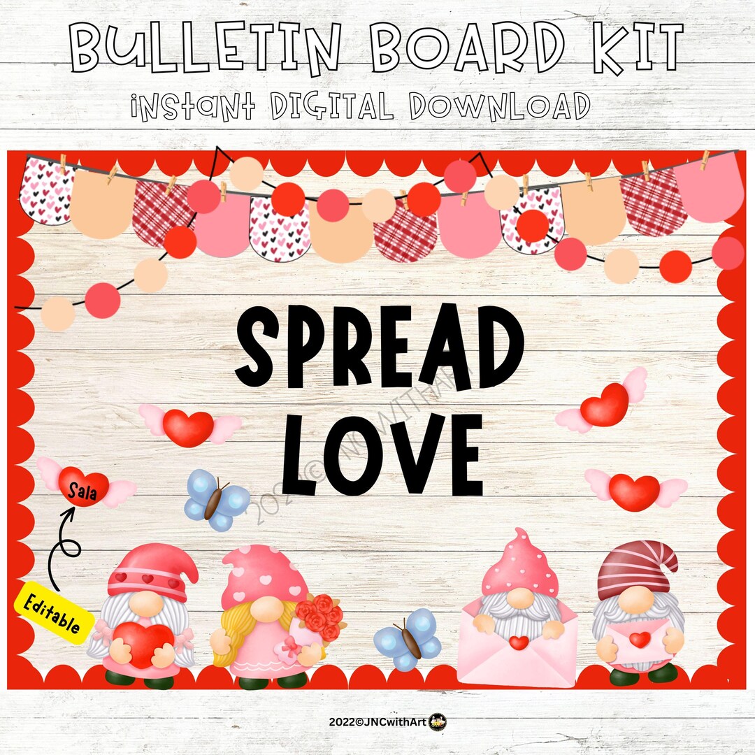 Valentine Gnome Bulletin Board Kit | Be My Gnomie | Spread Love ...