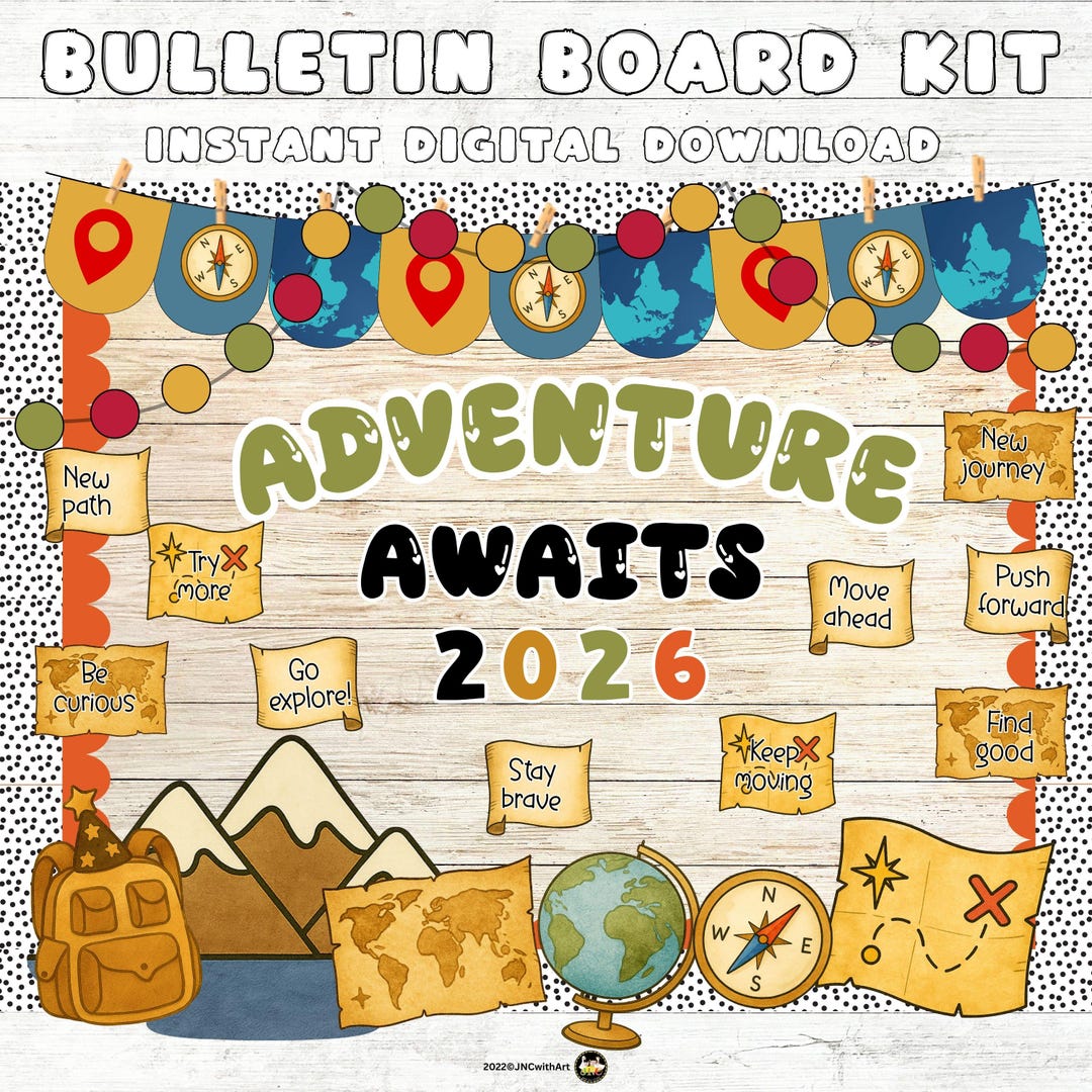 Adventure Awaits 2026 Bulletin Board Kit | New Year Classroom Decor ...