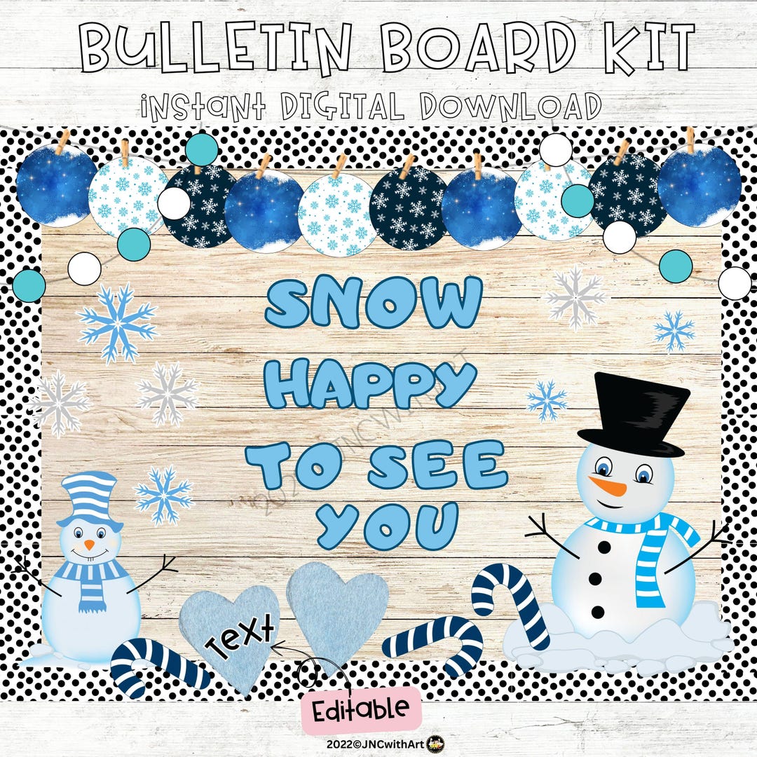January Winter Bulletin Board Kit Door Decor Snow Happy to See You ...