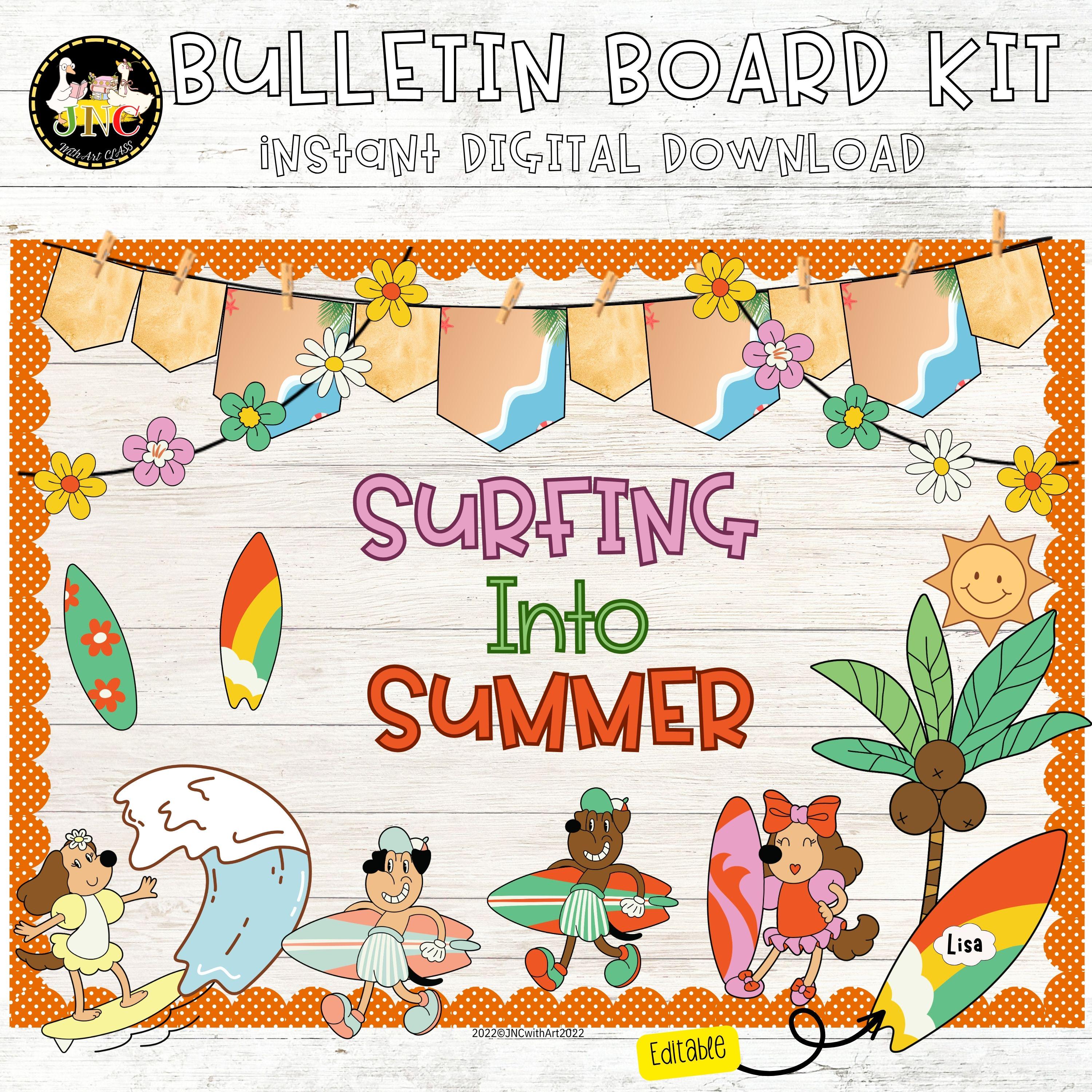 Surfing Summer Bulletin Board Kit | Beach Theme Classroom Decor ...