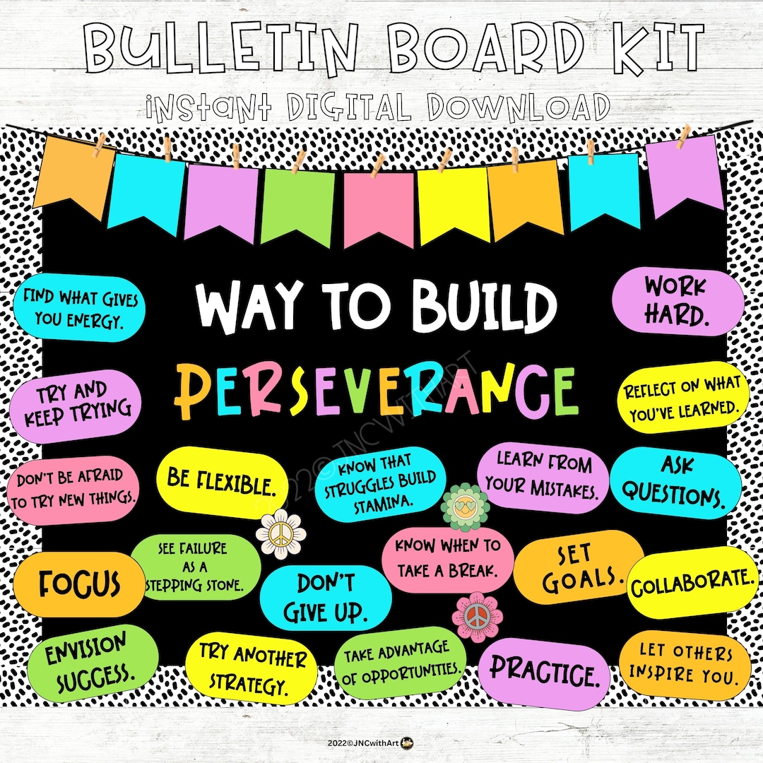 Perseverance Bulletin Board, Growth Mindset Classroom Decor ...