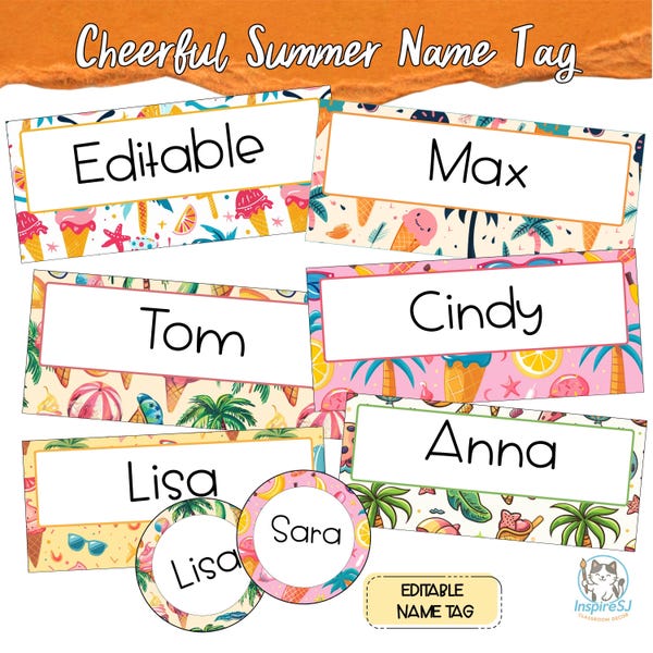 Summer Name Tags - Etsy