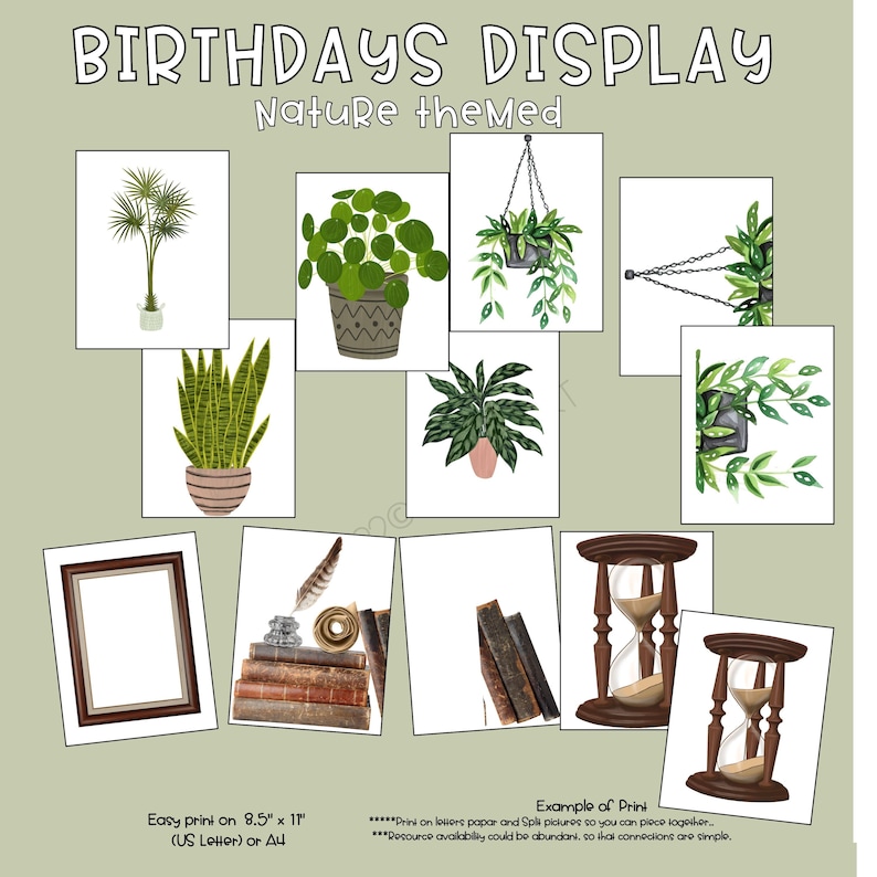 Birthday Bulletin Board Kit | Birthday Chart Nature Themed | Editable ...