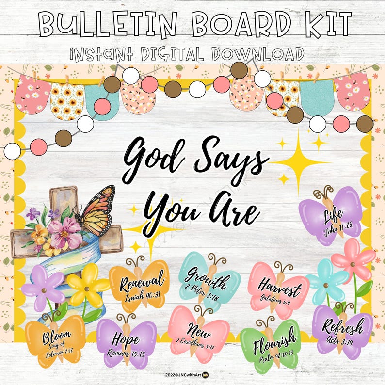 God Says You Are Spring Bulletin Board Kit | March April Christian ...