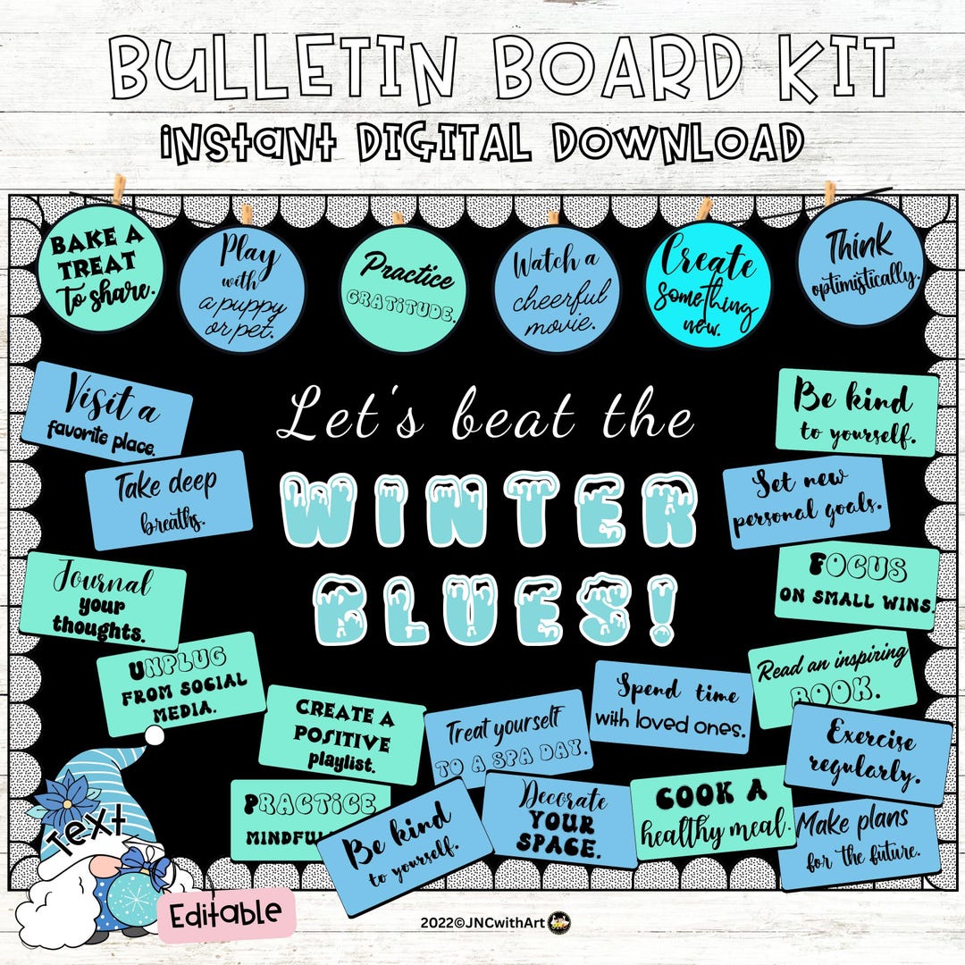 Winter Bulletin Board With Self Care | Mental Health | SEL | Editable ...
