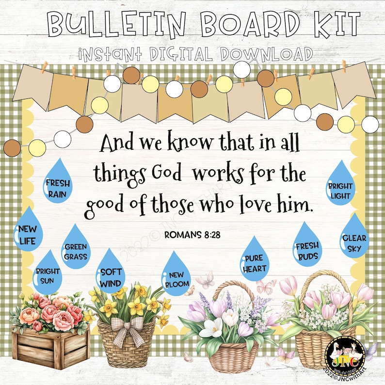 Spring Bible Verse Bulletin Board Kit | Christian Classroom Decor ...
